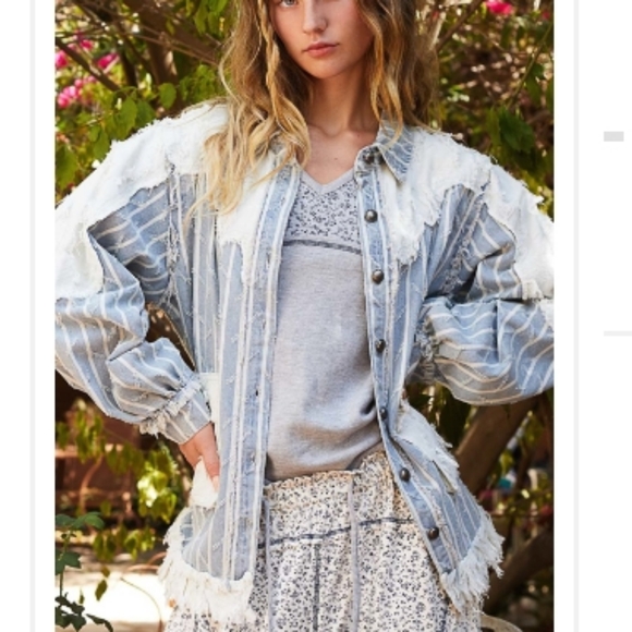 POL | Jackets & Coats | P33 Pol Womens Blue And White Frayed Denim ...
